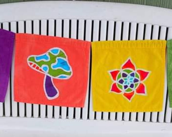 Chakra Prayer Flags Batik Bunting Garland Banner Rainbow FREE Shipping ...