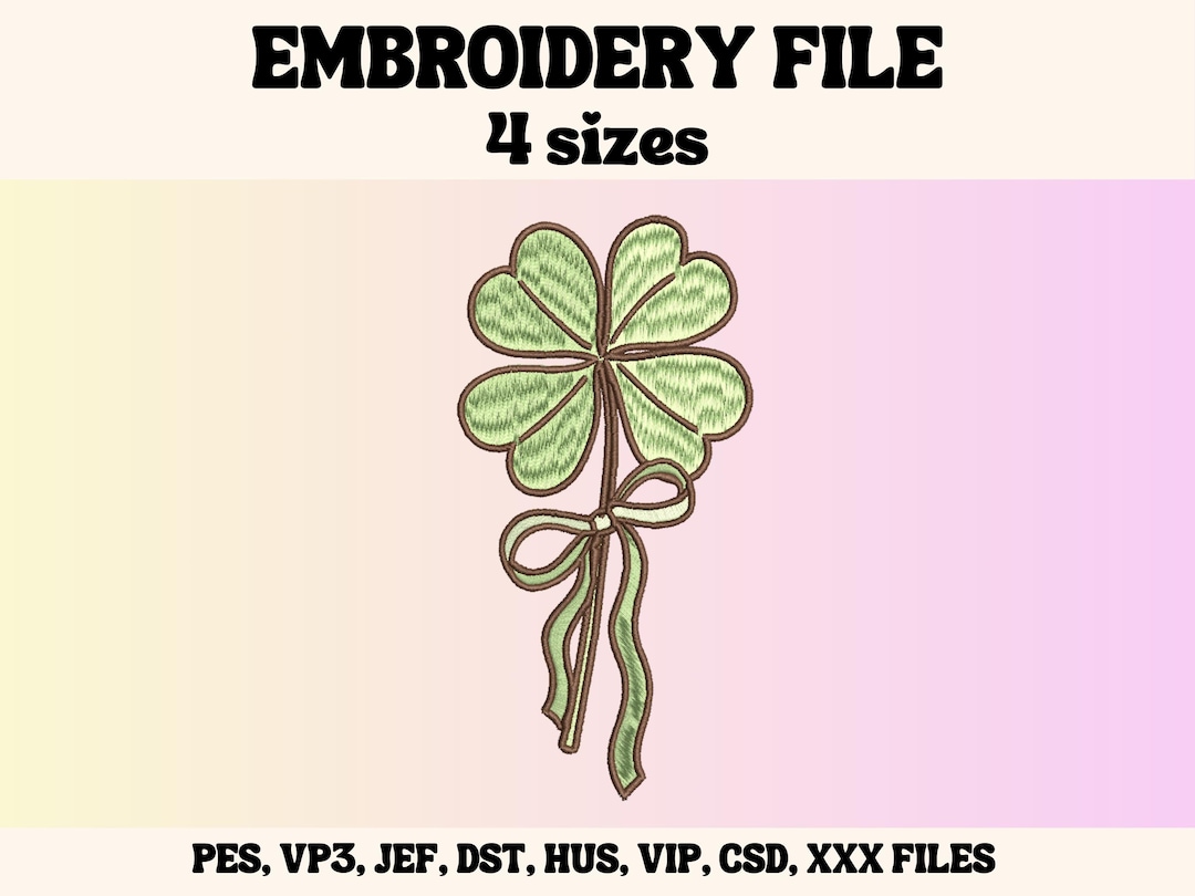 Four Leaf Clover Embroidery Design, St Patricks Day (digital File) - Etsy