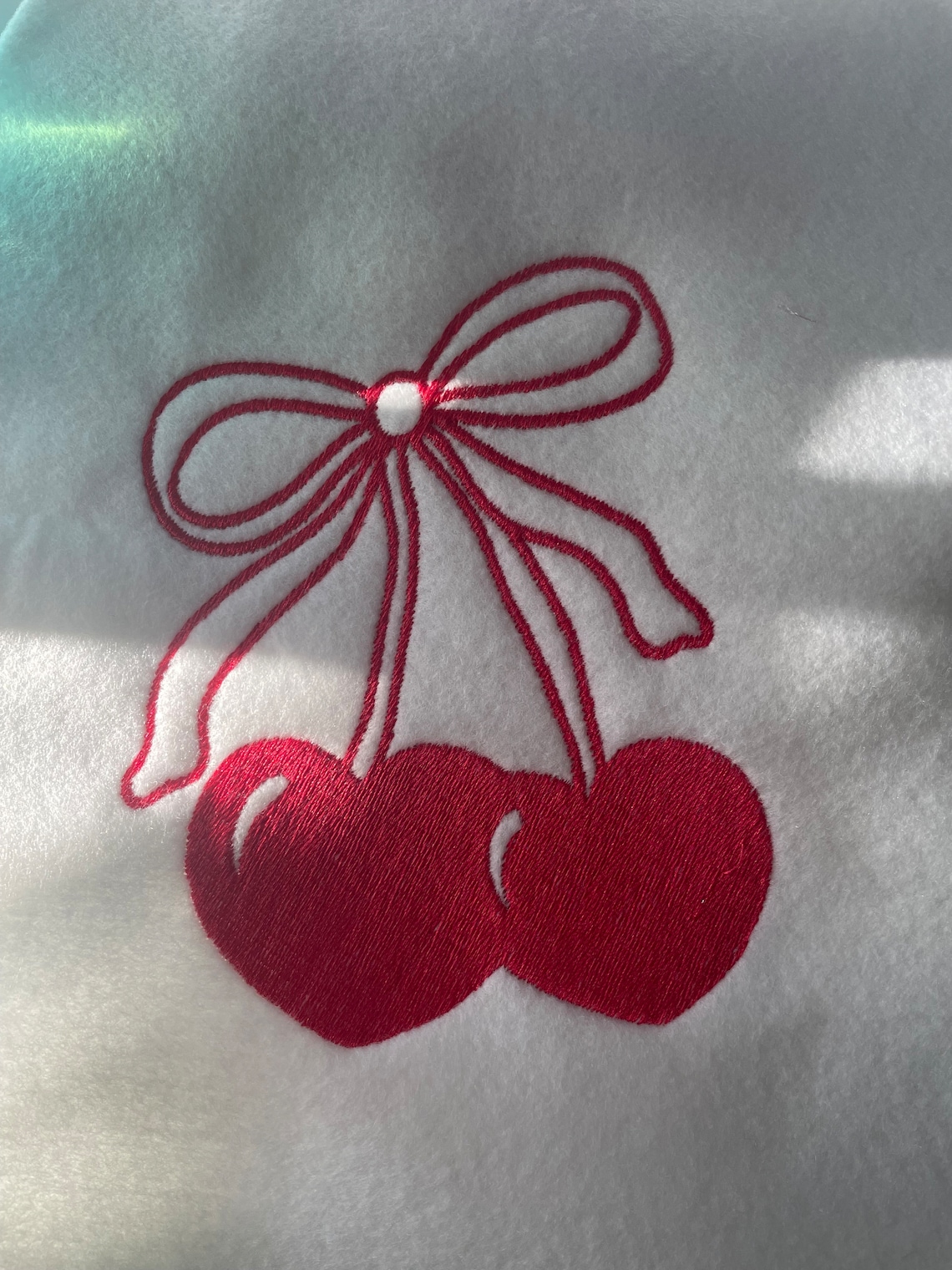 Heart Cherries With a Bow Embroidery Design, Cute Embroidery Design ...