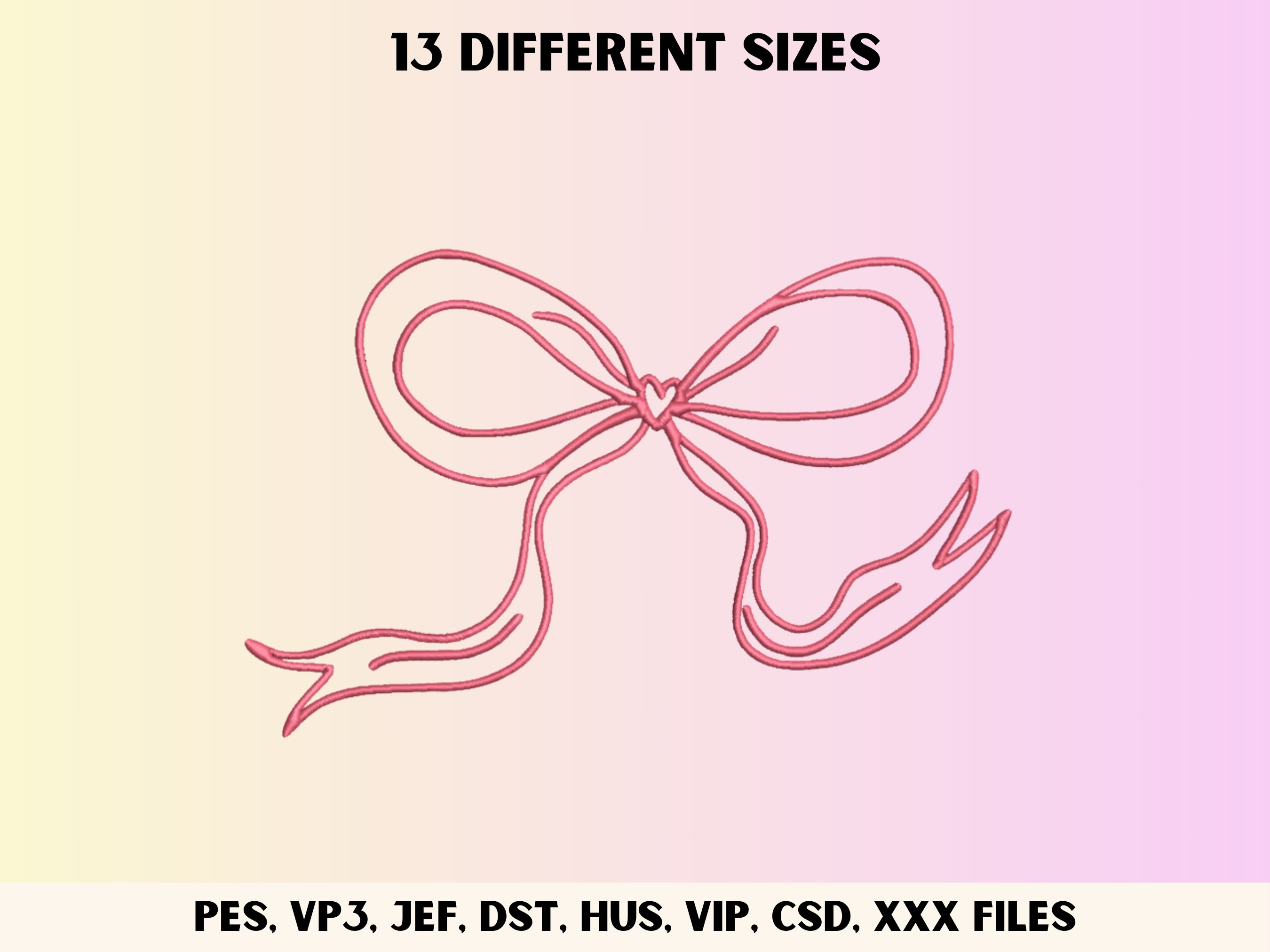 Bow Outline Embroidery Design, Cute Embroidery Design, Bow Outline ...