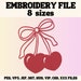 Heart Cherries With a Bow Embroidery Design, Cute Embroidery Design ...