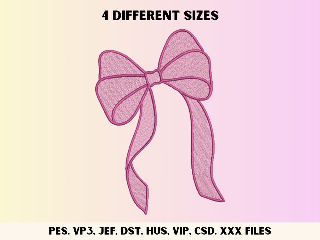 Bow Embroidery Design, Cute Embroidery Design, Bow Embroidery File ...