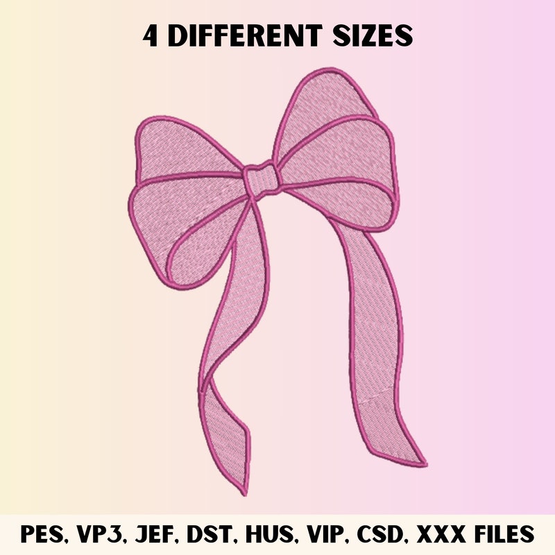 Bow Embroidery Design - Etsy