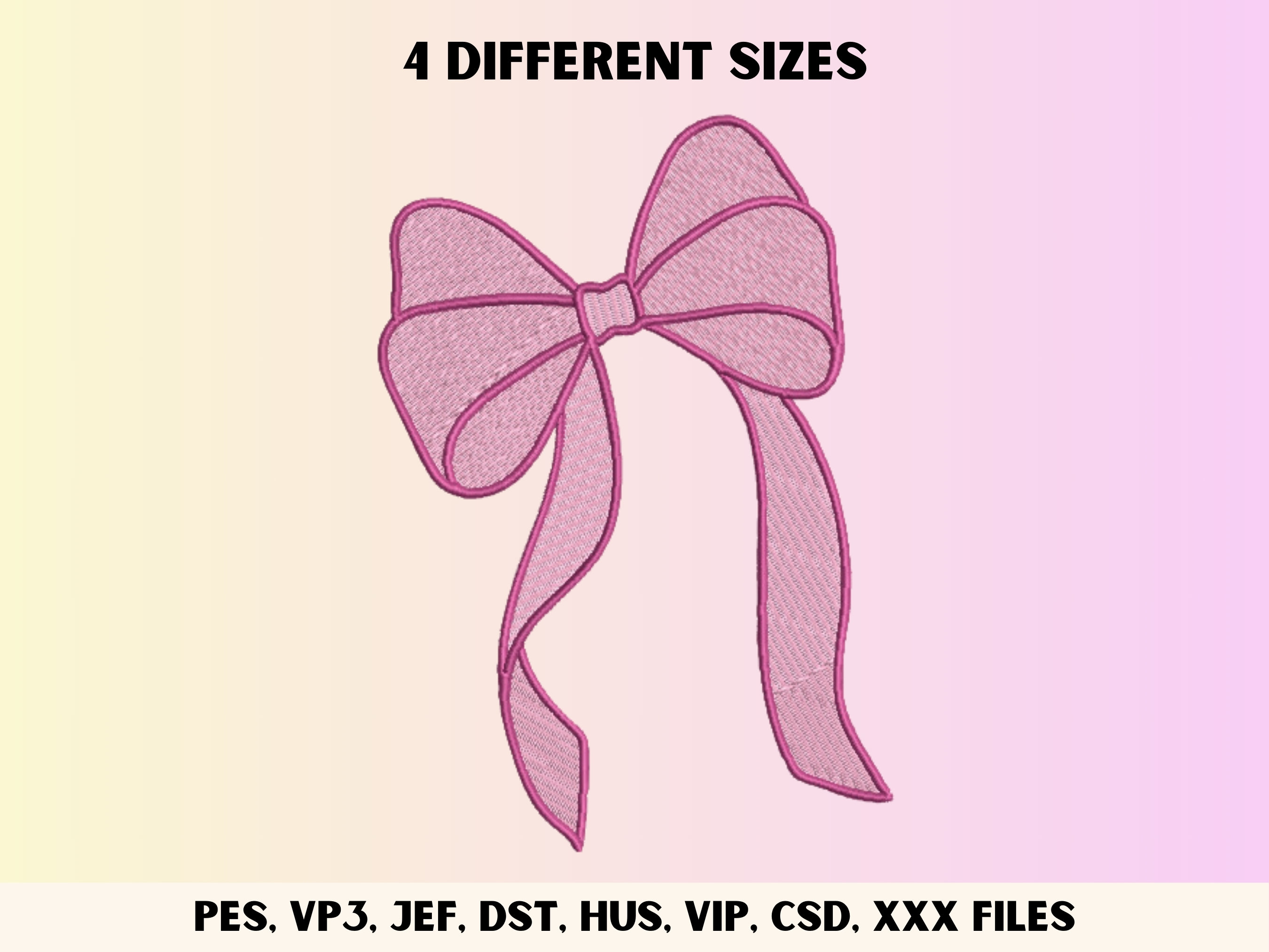Bow Embroidery Design, Cute Embroidery Design, Bow Embroidery File ...
