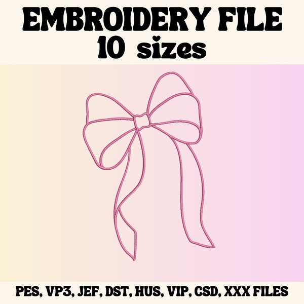 Bow Embroidery File - Etsy