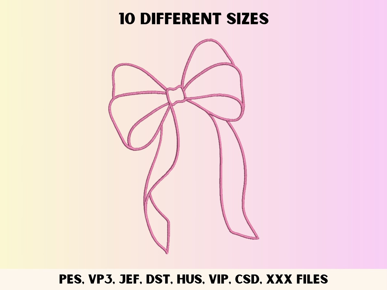 Bow Embroidery Design, Cute Embroidery Design, Bow Embroidery File ...