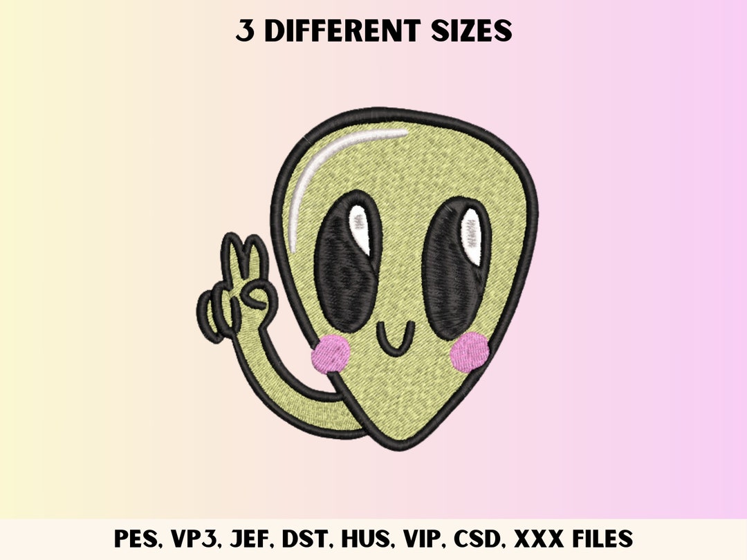Alien Embroidery Design, Cute Embroidery Design, Alien Embroidery File ...