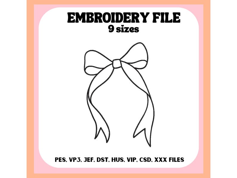 Bow Outline Embroidery Design, 9 Sizes (digital File) - Etsy