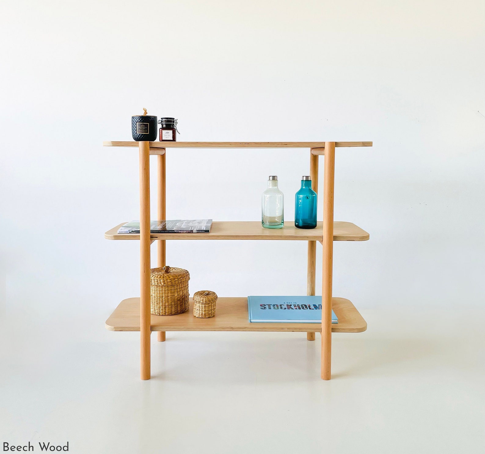 Shelving Unit Low Bookcase Wooden Shelving 3 Shelf End - Etsy