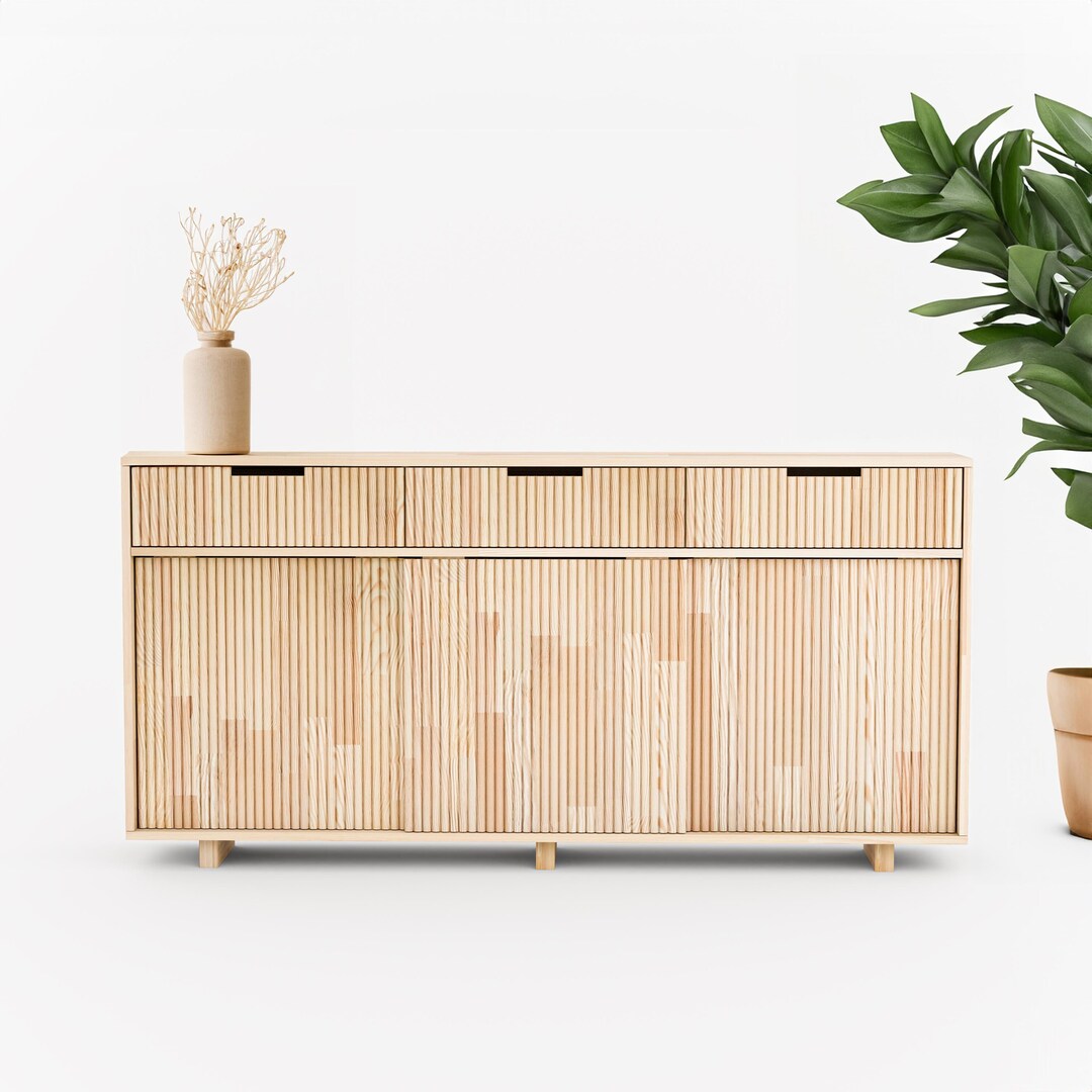 Solid Wood Sideboard: Scandinavian Buffet Cabinet With Drawers - Etsy