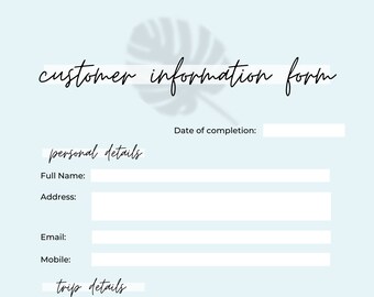 Travel Agent Customer Information Form | Travel Business Tool | 3 Page ...
