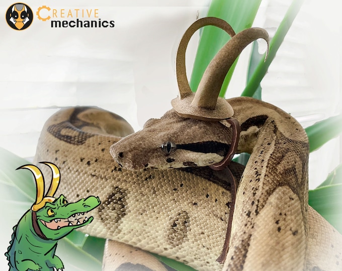 Loki Crown for Small Pets- Croki Horns - Lizard, Small Dog, Snake, Etc ...