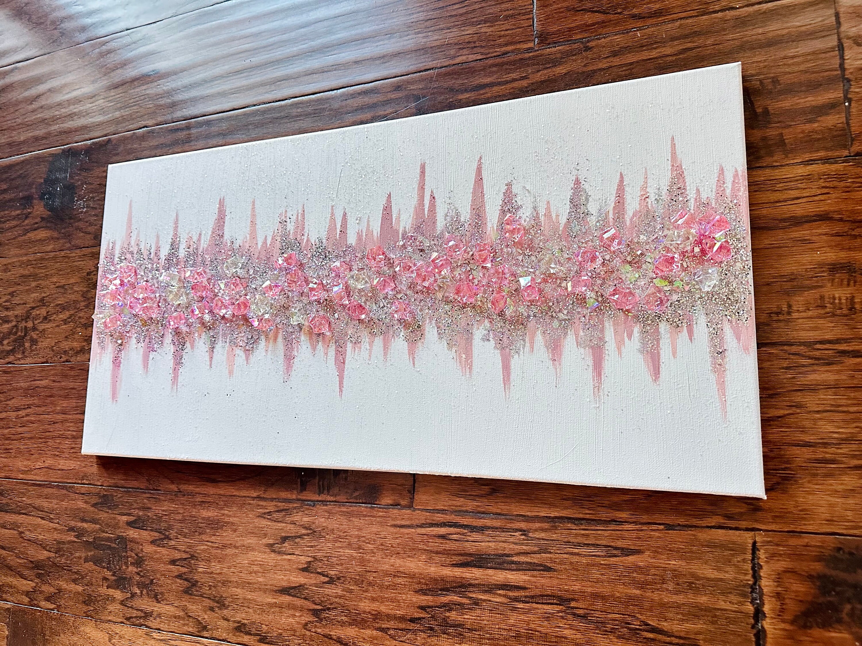 Pink Glitter Decor, Z Gallerie Inspired, White and Pink Glitter Art ...