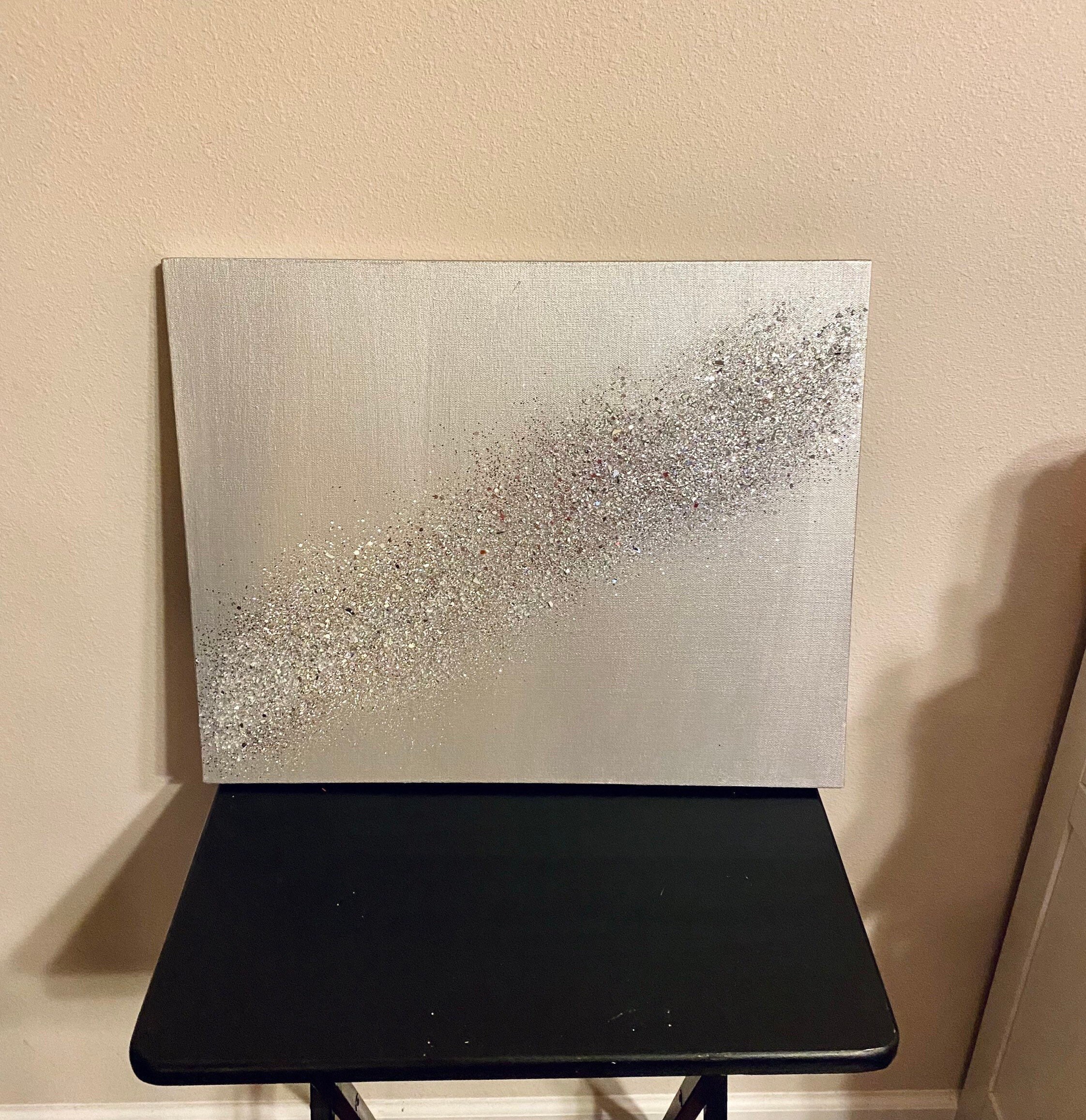 Silver Glitter Decor, Z Gallerie Inspired, Metallic Glitter Art, Wall ...