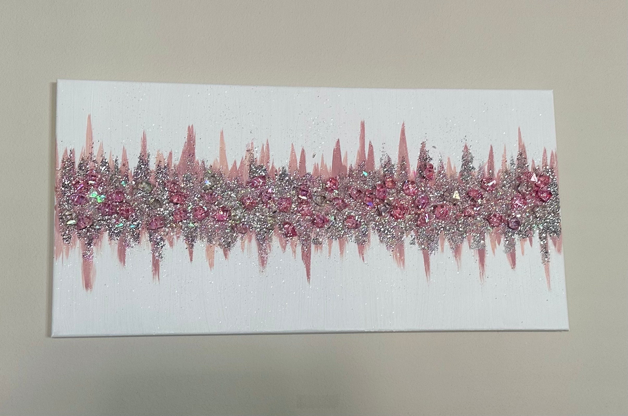 Pink Glitter Decor, Z Gallerie Inspired, White and Pink Glitter Art ...
