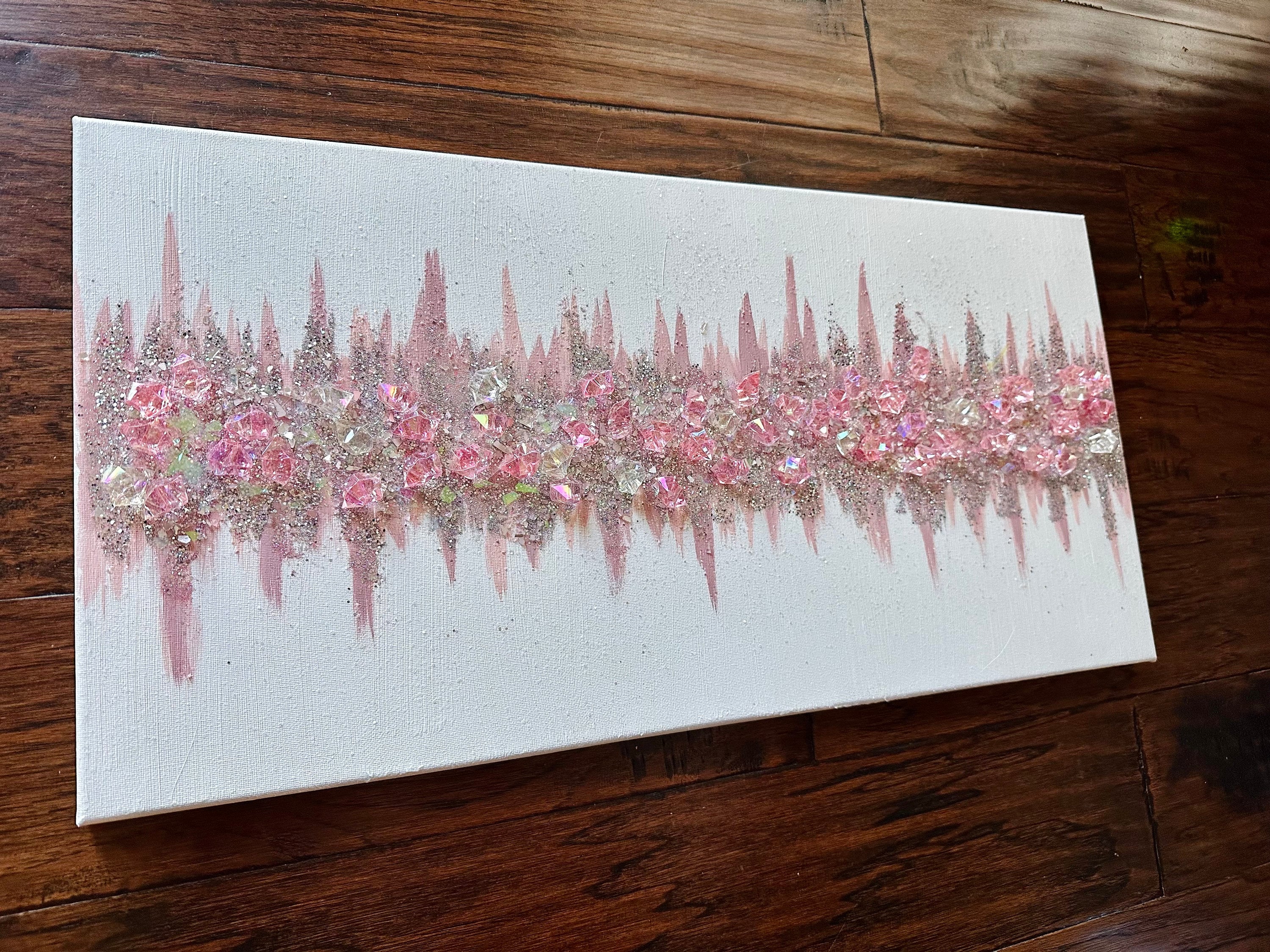 Pink Glitter Decor, Z Gallerie Inspired, White and Pink Glitter Art ...
