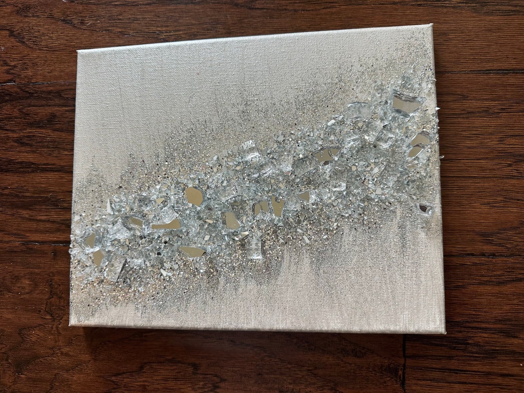 Silver Glitter Decor, Z Gallerie Inspired, Metallic Glitter Art, Wall ...