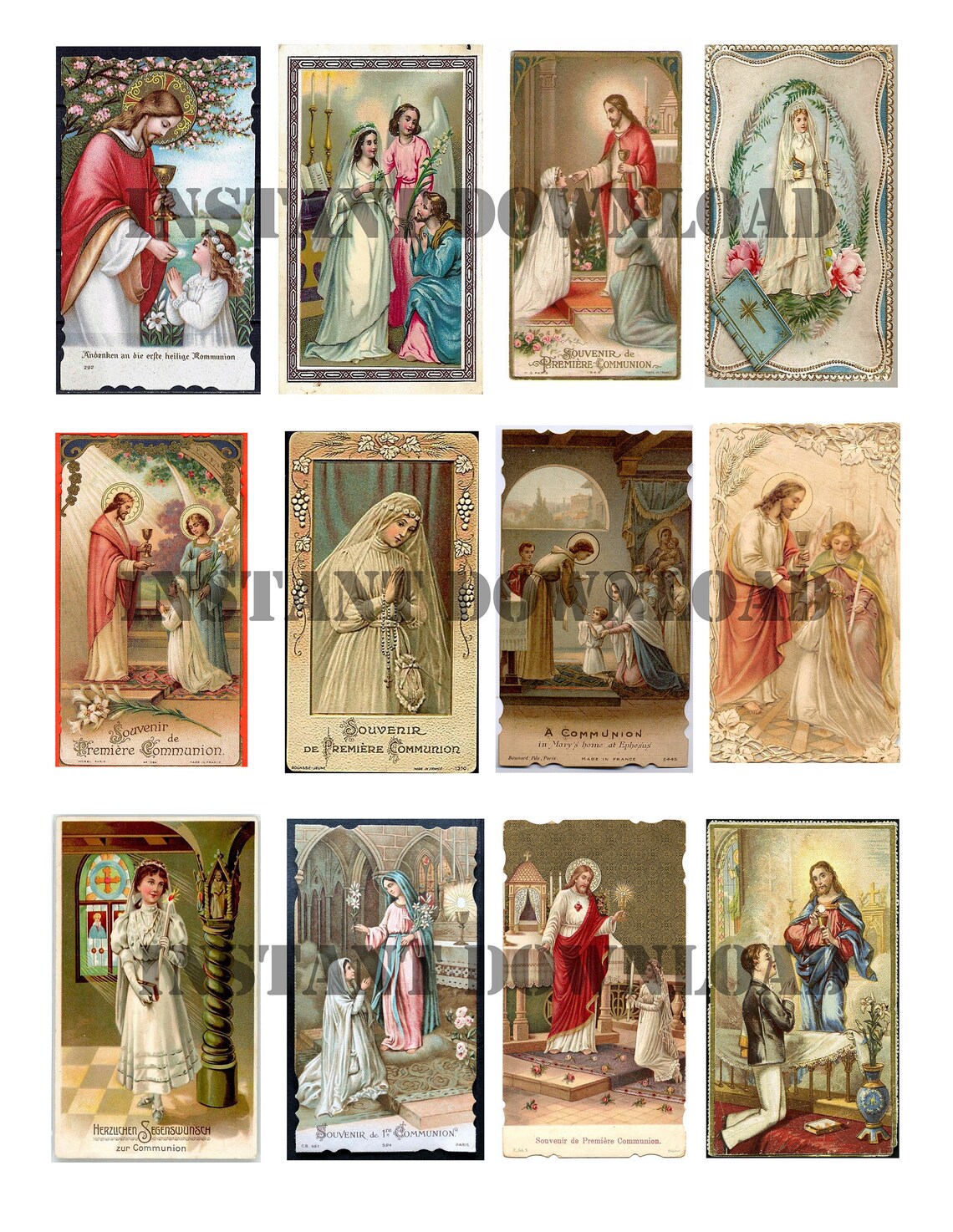 First Communion 12 Printable Images, JPG, Antique First Communion ...