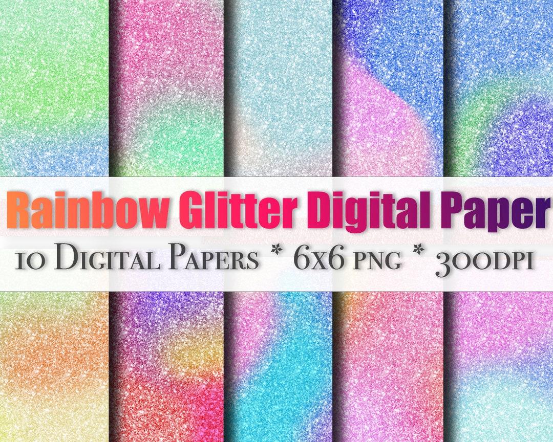Rainbow Glitter Digital Paper | Glitter Textures | Glitter Digital ...