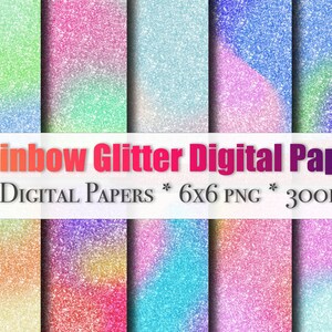 Rainbow Glitter Digital Paper | Glitter Textures | Glitter Digital ...