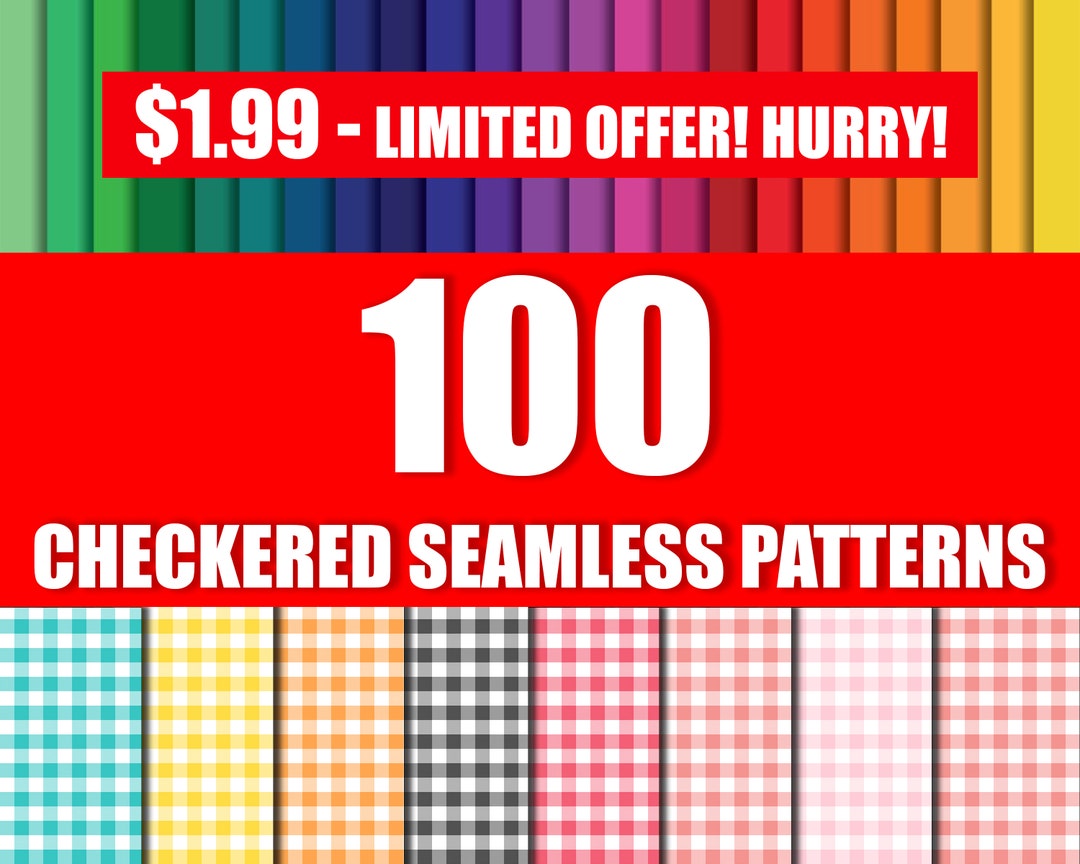 Checkered Seamless Patterns | Plaid Textures | Checkered Digital Paper ...