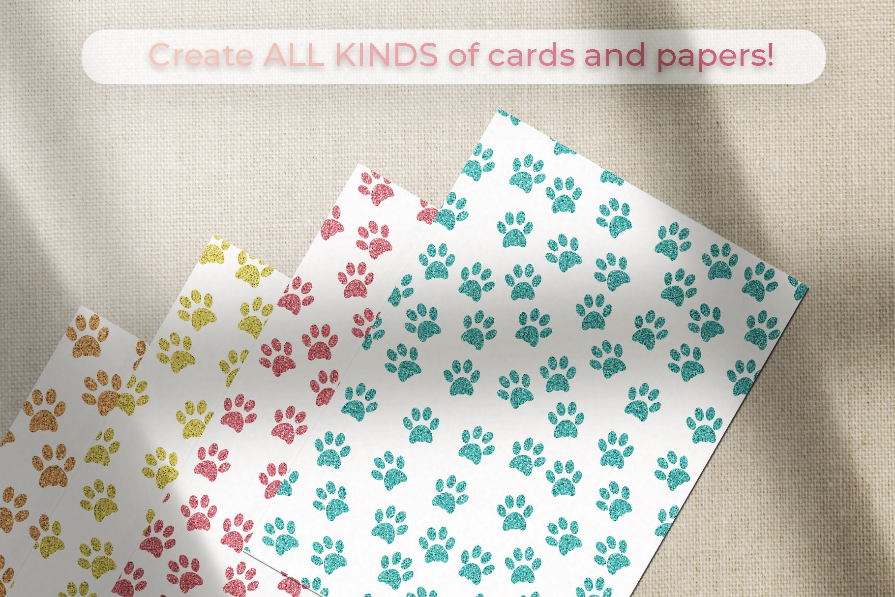 Glitter Paw Prints Dogs Seamless Patterns Dog Paws Digital - Etsy