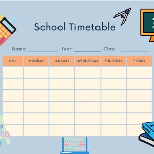 Kids School Timetable Subjects - Etsy