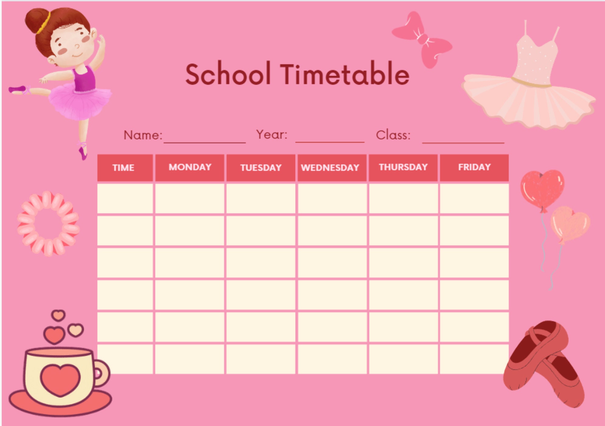 Kids School Timetable Subjects - Etsy