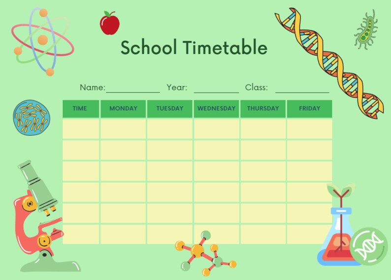 Kids School Timetable Subjects - Etsy