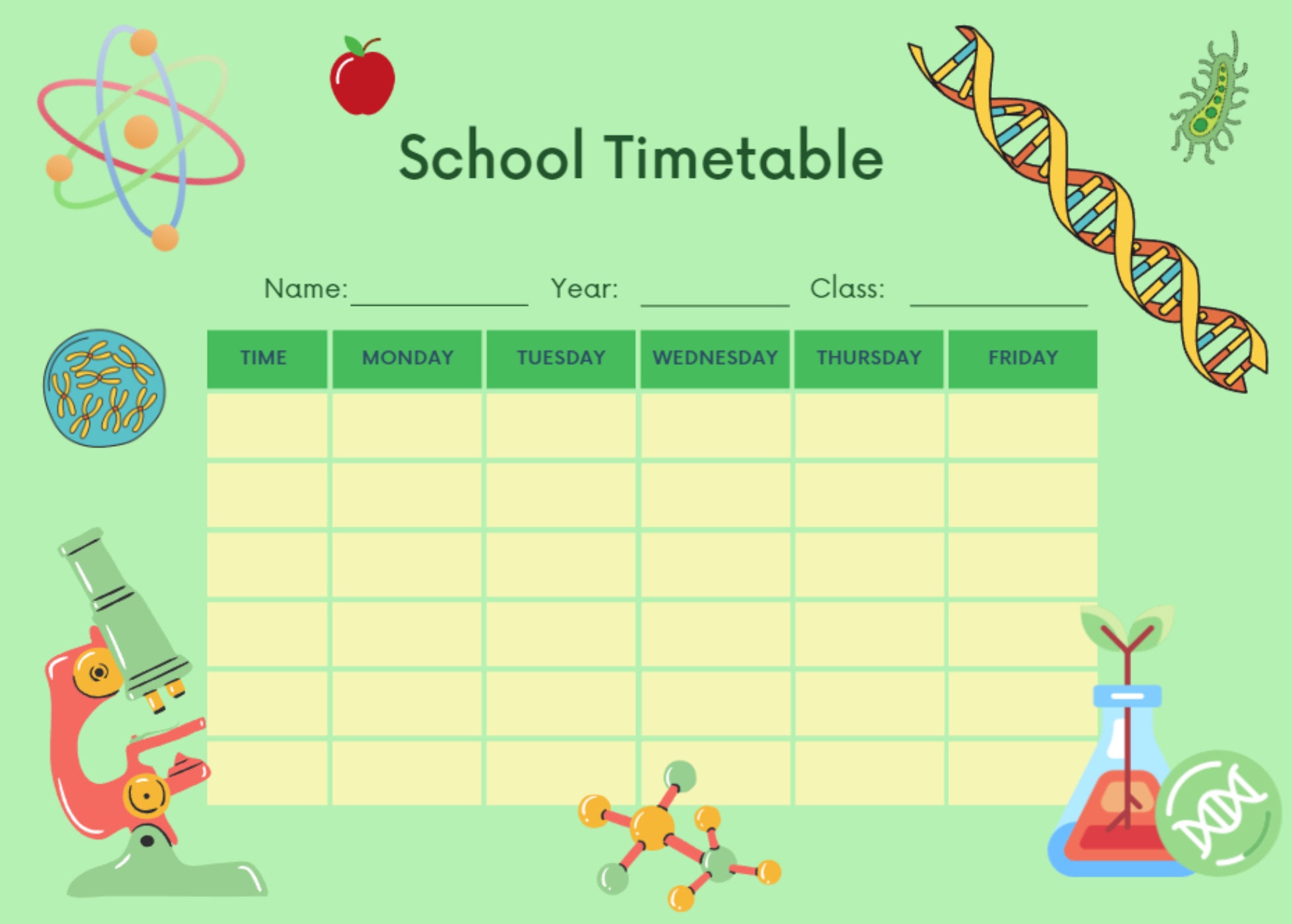 Kids School Timetable Subjects - Etsy
