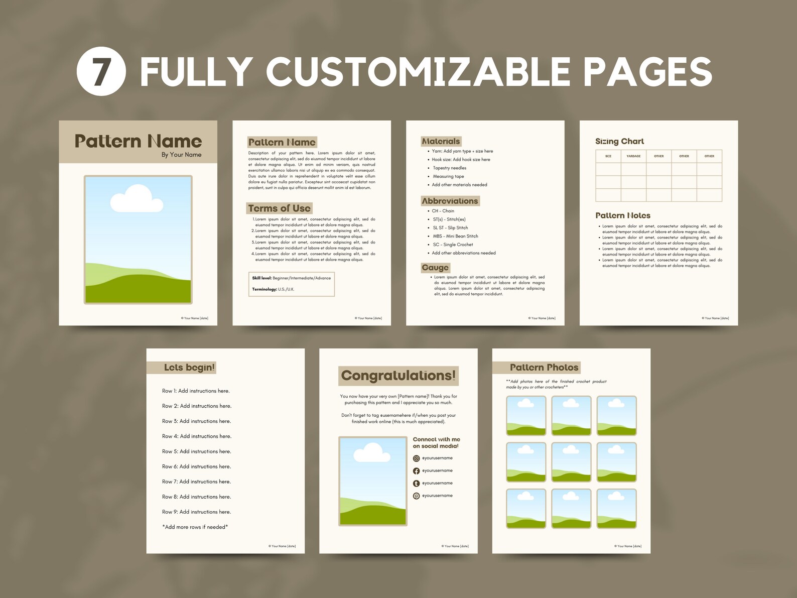 Minimalist Neutral Crochet Pattern Template Canva Template Small ...