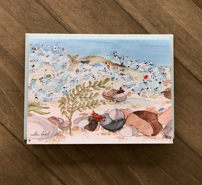 Beach Watercolor Notecards: Sea Glass Theme, Set of 6 - Etsy