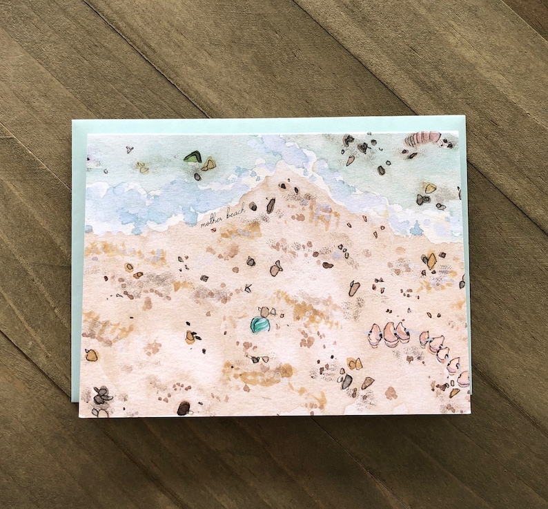 Beach Watercolor Notecards: Sea Glass Theme, Set of 6 - Etsy