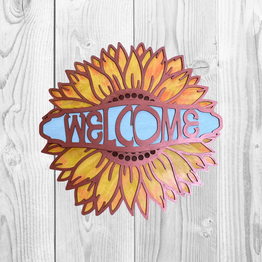 Multi Layer Sunflower Sign, Sunflower Door Hanger, Sunflower Wall Sign ...
