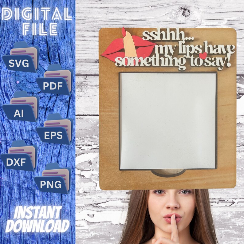 Laser Cut File Lips Sticky Note Holder Sshhh... My Lips - Etsy