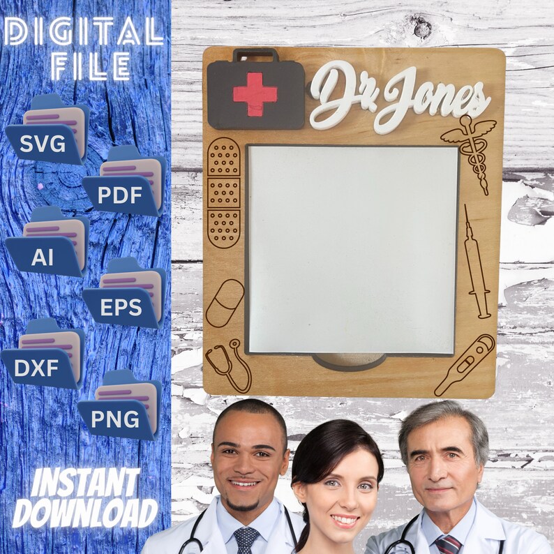 Laser Cut File -personalized Medical Doctor Sticky Note Holder ...