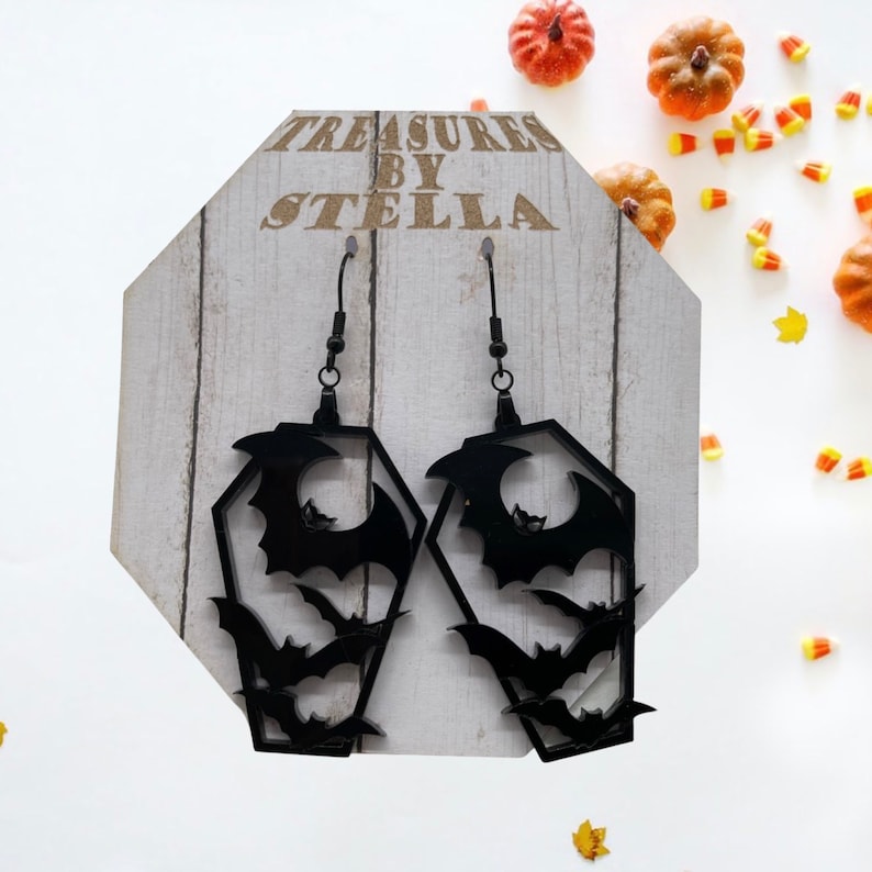 Halloween Bats and Coffin Earrings - SVG Digital File Only for ...