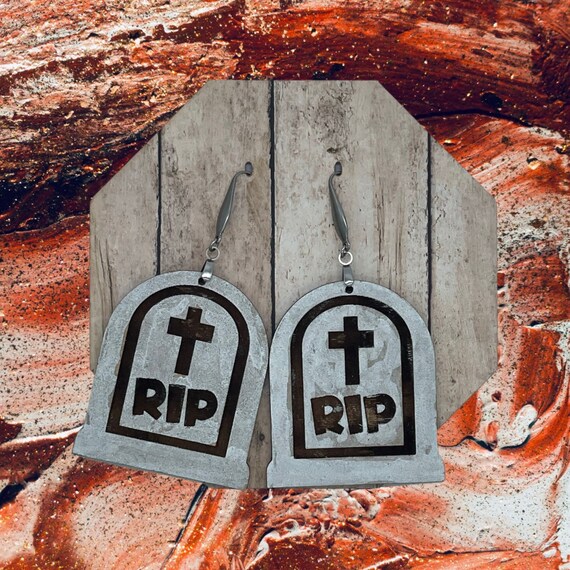 Halloween Tombstone RIP Earrings SVG SVG Digital File for - Etsy