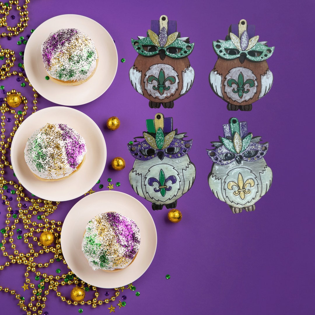 Owl in Mardi Gras Masquerade: Laser Cut Earrings File - Digital ...