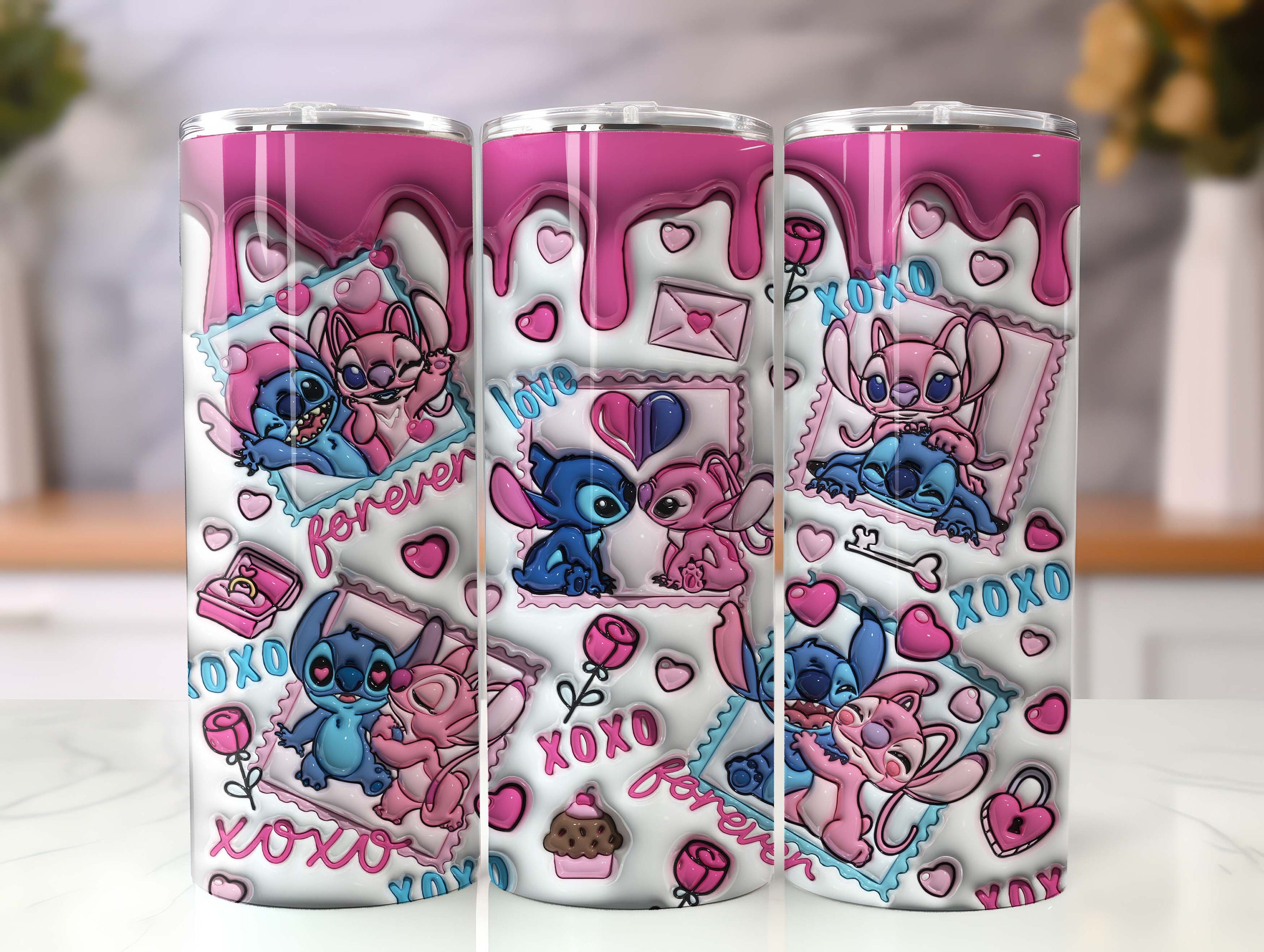 3D Inflated Stitch Valentine Tumbler PNG, 3D Stitch Inflated Valentine ...