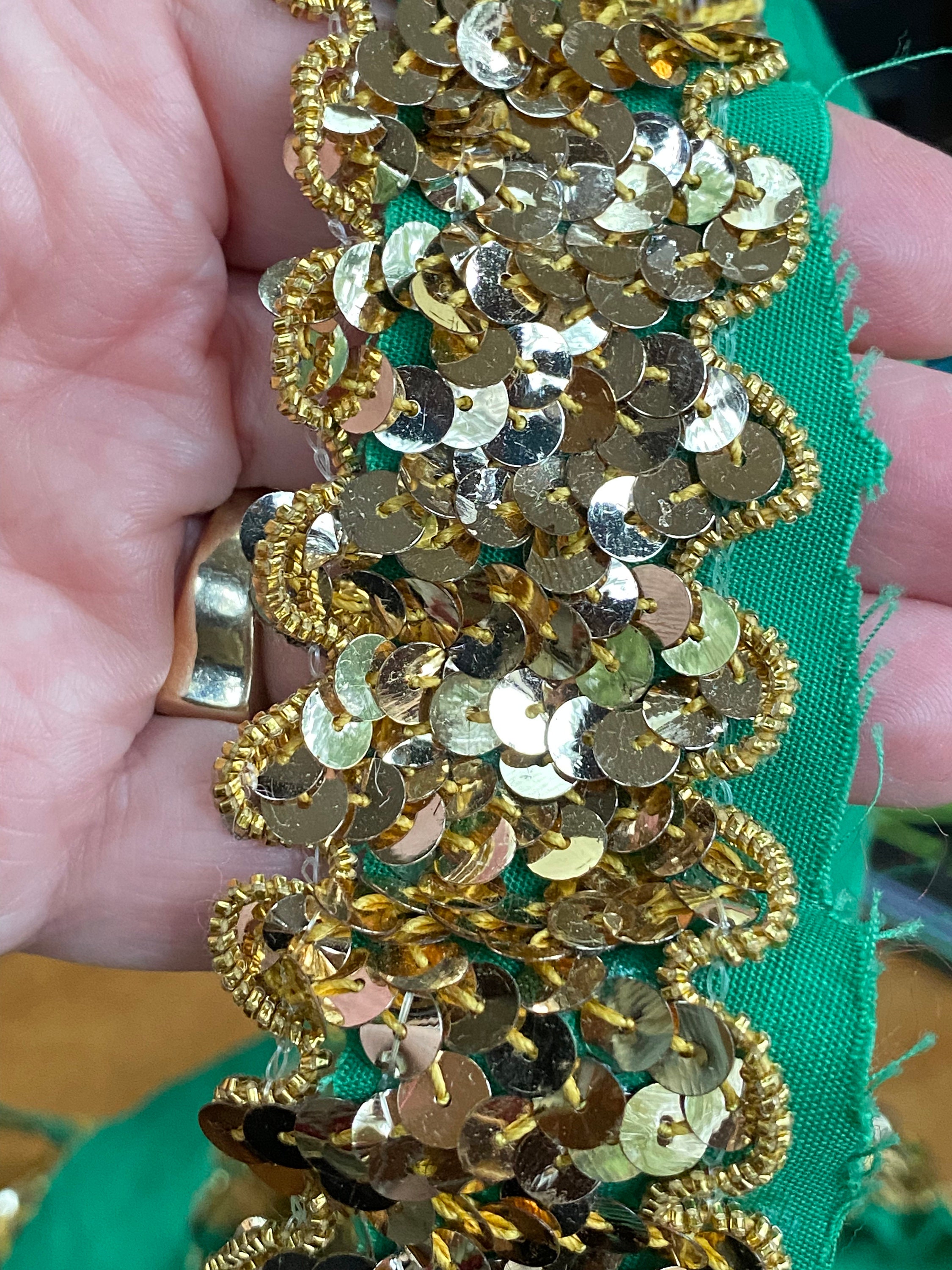 Gold Sequin Trim 2 Trim. Vintage up Cycle Gold Sequins for Crafting ...