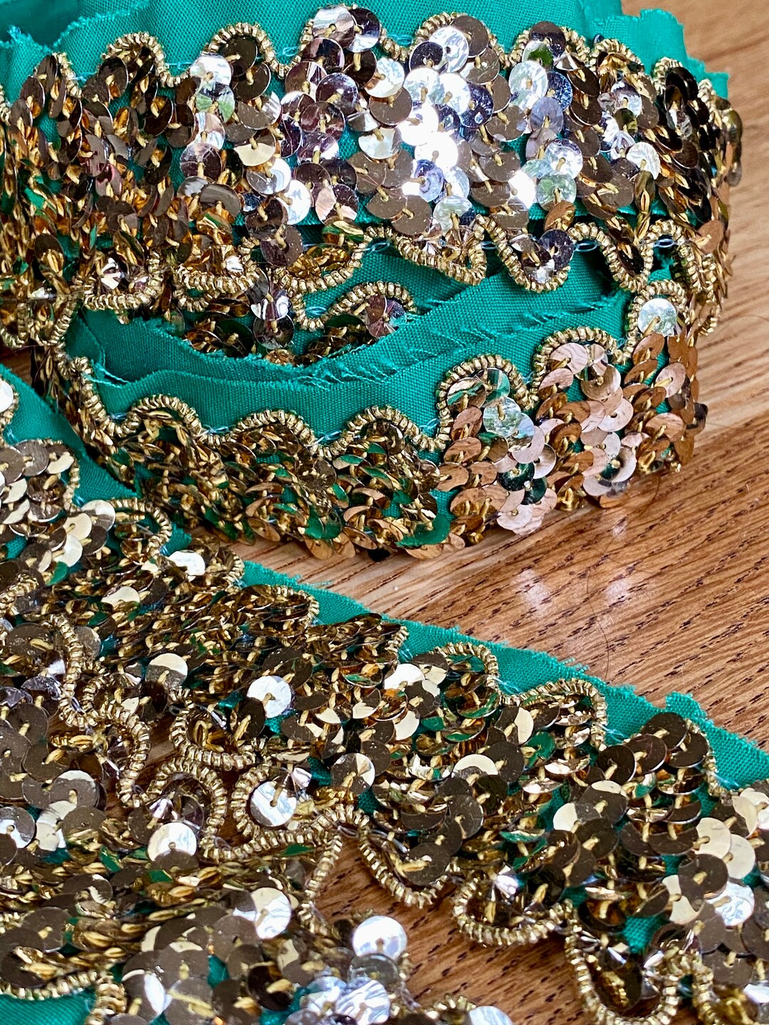 Gold Sequin Trim 2 Trim. Vintage up Cycle Gold Sequins for Crafting ...