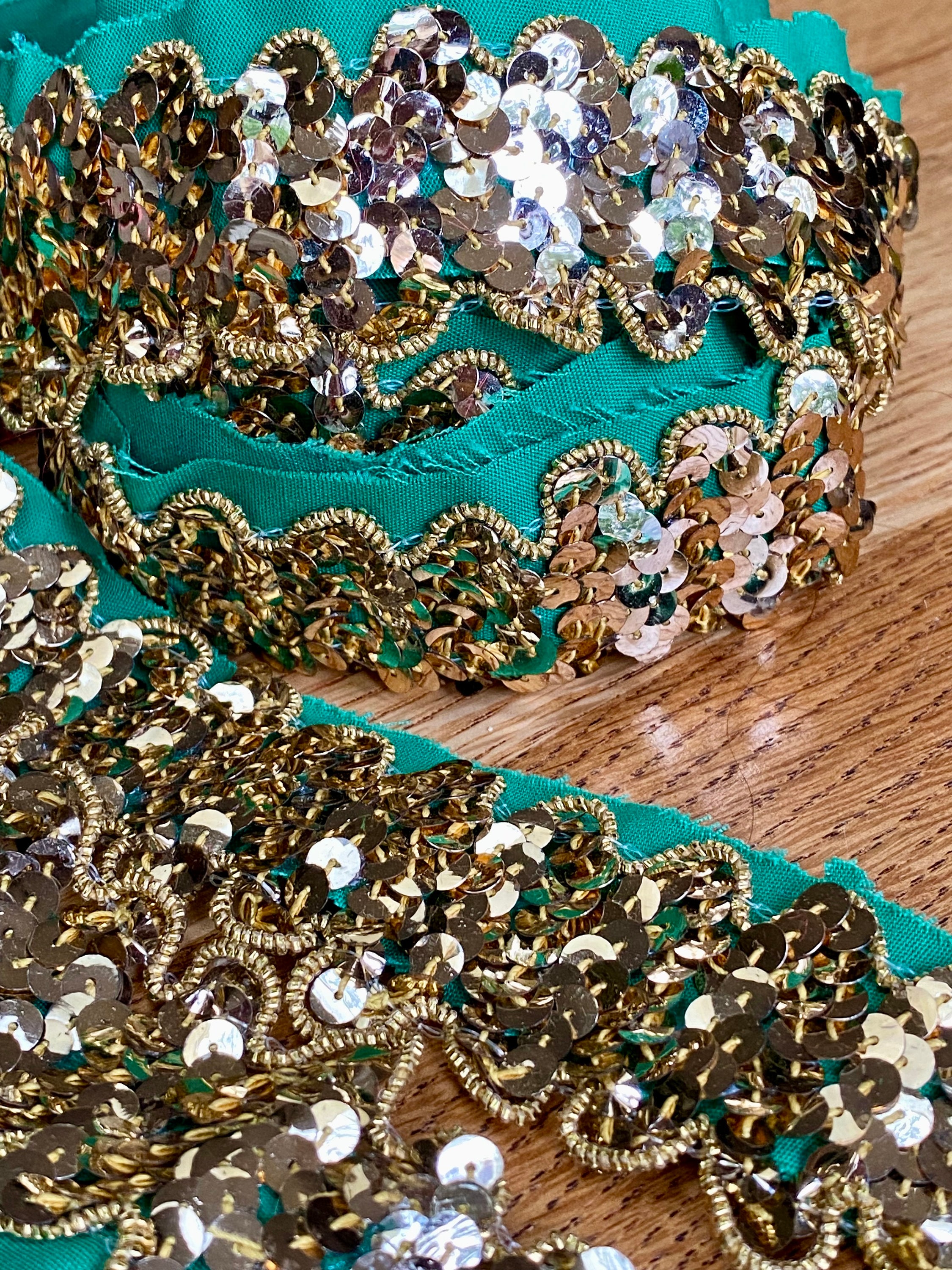 Gold Sequin Trim 2 Trim. Vintage up Cycle Gold Sequins for Crafting ...