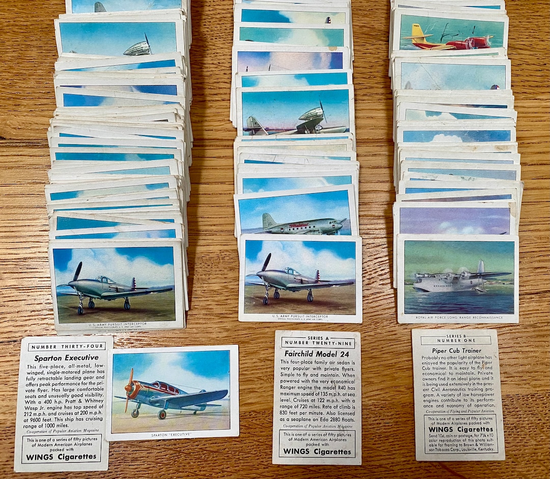 Airplane Vintage Wings Cigarette Cards. Miscellaneous 1940 T87 Wings ...