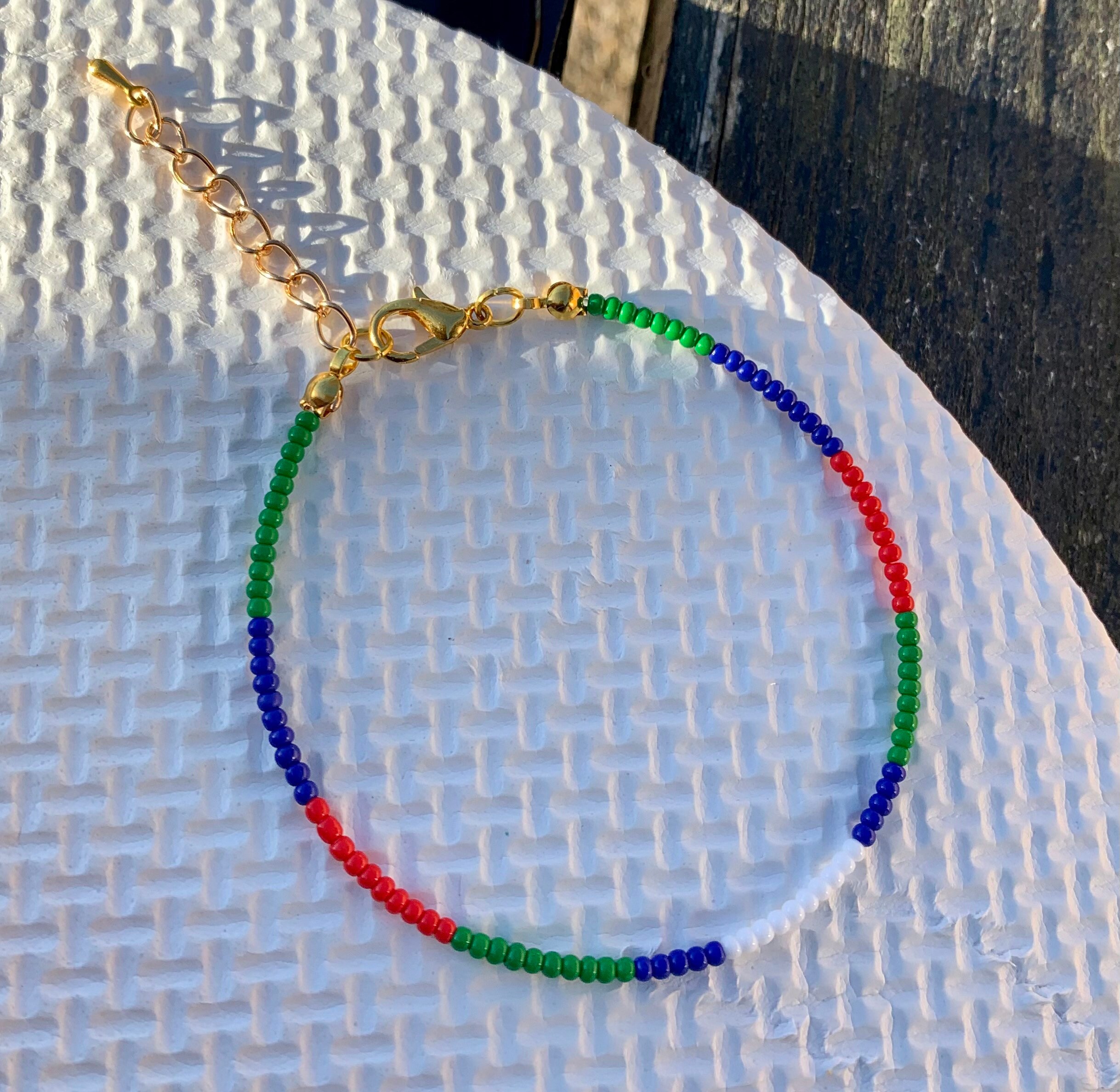 Gambia Flag Beaded Bracelet or Anklet - Etsy