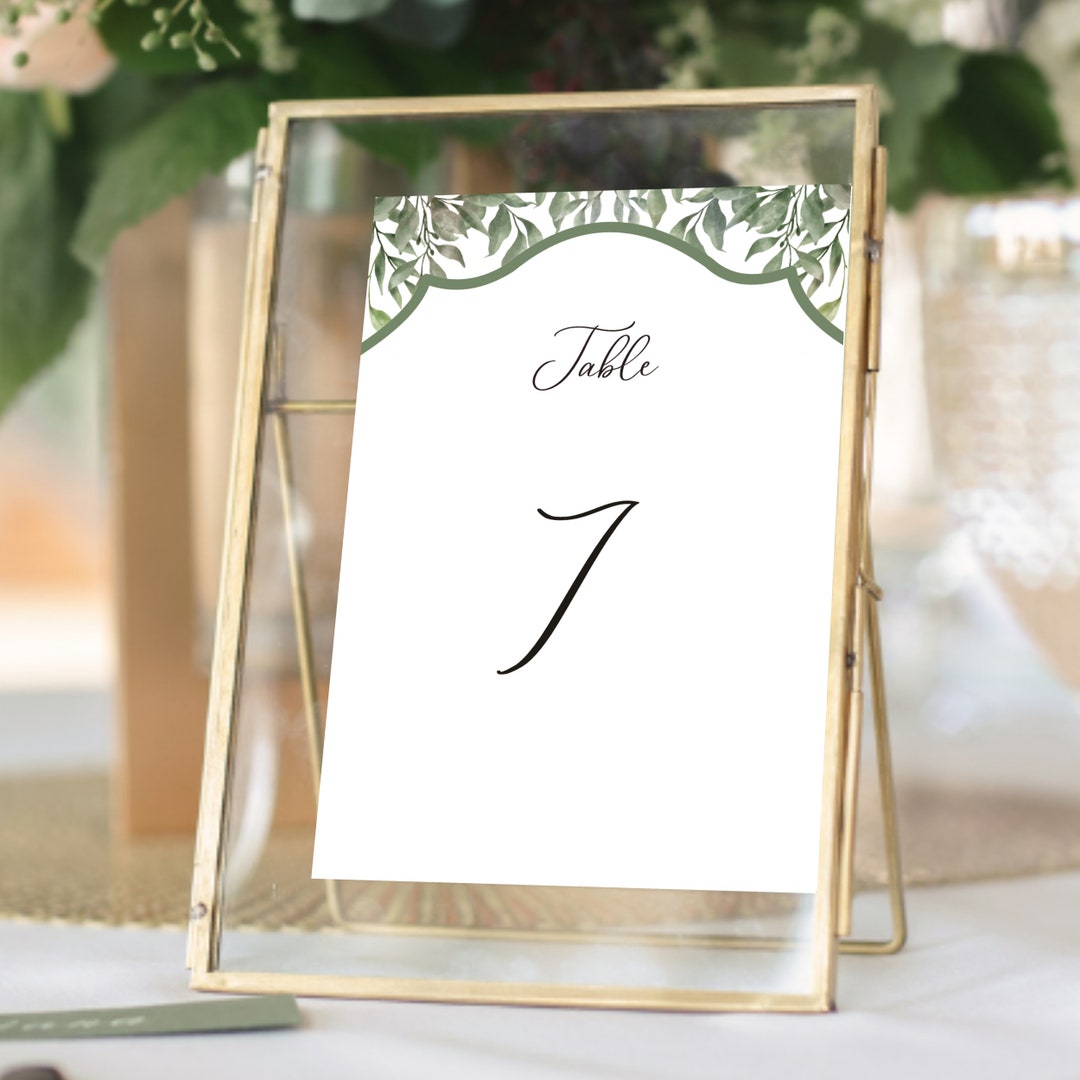 Wedding Table Number, Sage Green Table Number Printable Instant ...