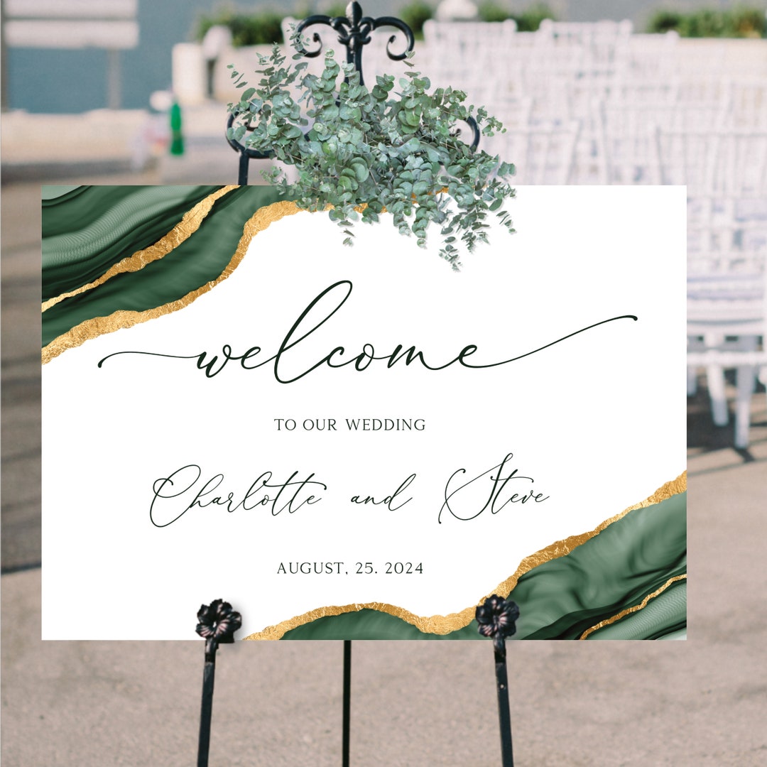 Emerald Green Wedding Welcome Sign, Spring or Summer Welcome Sign ...