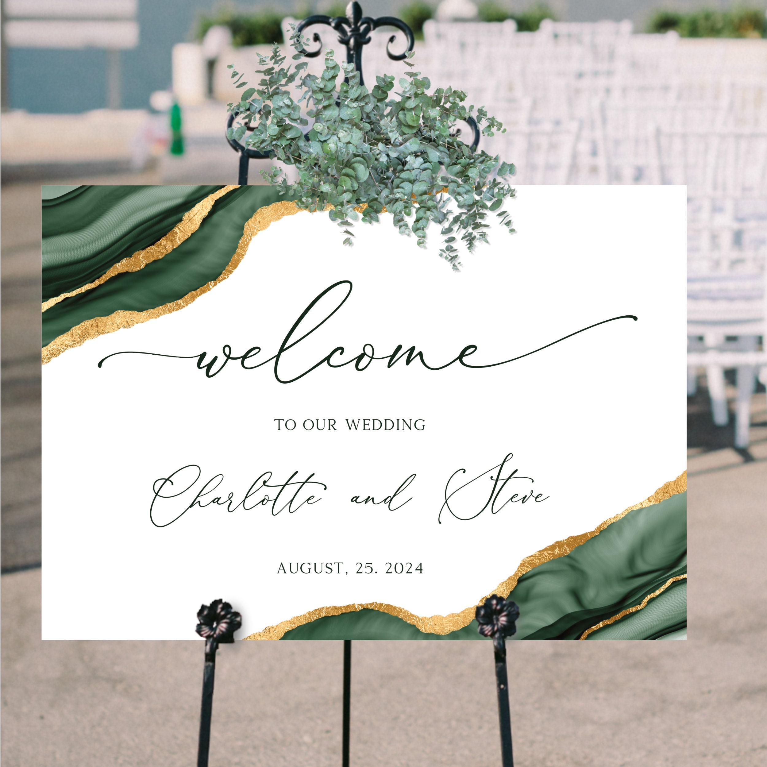 Emerald Green Wedding Welcome Sign, Spring or Summer Welcome Sign ...