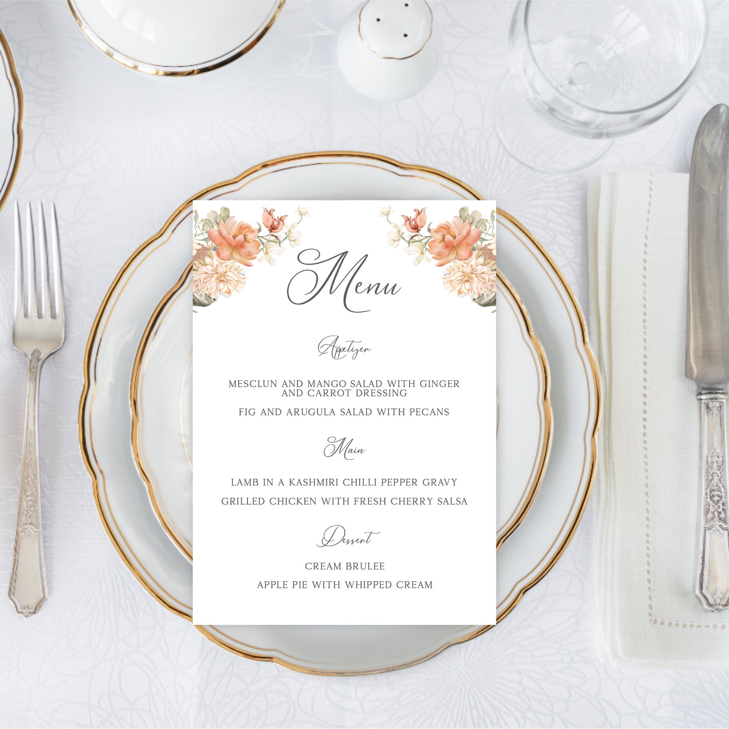 Wedding Menu Card, Editable Menu Template, Wedding Menu Digital ...