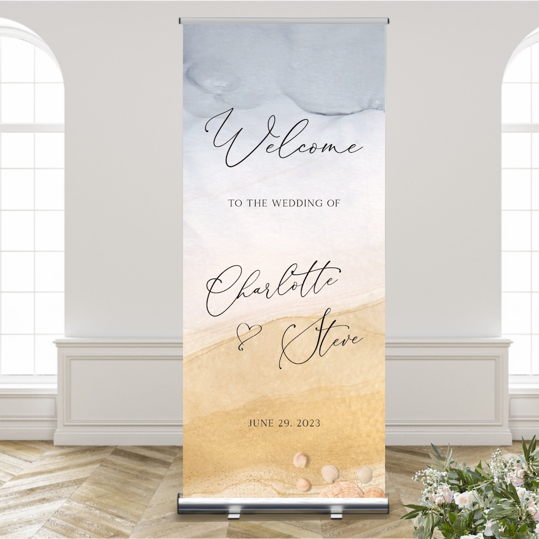 Beach Wedding Welcome Banner, Printable Welcome Sign Editable Template ...